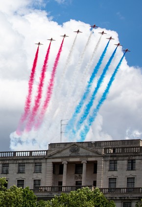 Red Arrows Perform Flypast Part Trooping Editorial Stock Photo - Stock ...