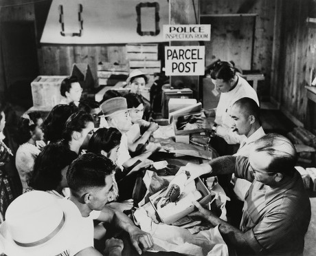 Interned Japaneseamericans Line Police Inspection Room Editorial Stock ...