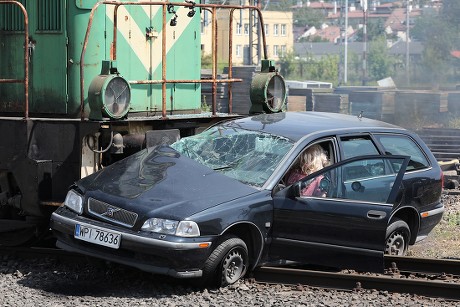 Car Hit By Train During Simulation Editorial Stock Photo - Stock Image ...