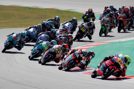 Moto3 Riders Action During First Lap Editorial Stock Photo - Stock ...