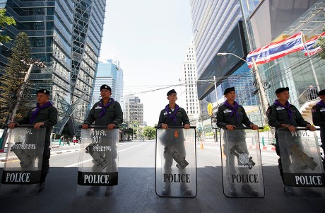 Thai Police Officers Stand Guard Blocking Editorial Stock Photo - Stock ...