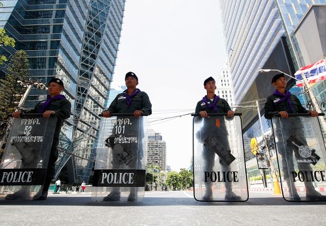 Thai Police Officers Stand Guard Blocking Editorial Stock Photo - Stock ...