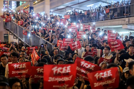Protesters Use Light On Their Mobile Editorial Stock Photo - Stock ...