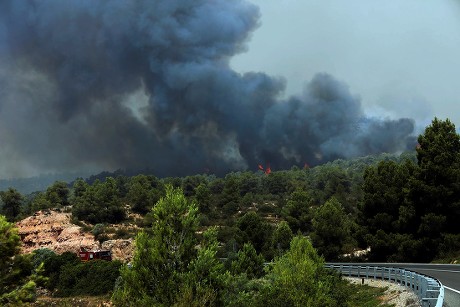 Fire Smoke Rise During Forest Fire Editorial Stock Photo - Stock Image ...