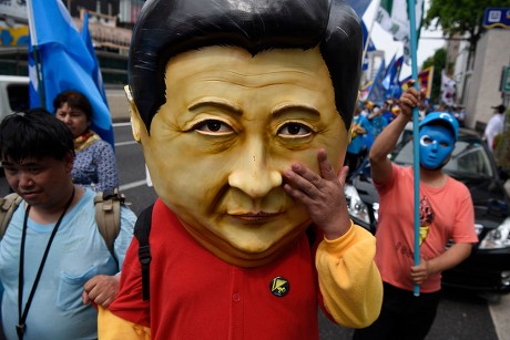 Protestor Wears Mask Chinese President Xi Editorial Stock Photo - Stock ...