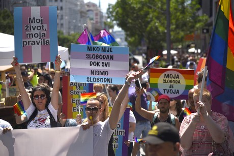 Activists During Serbias Gay Pride March Editorial Stock Photo - Stock ...