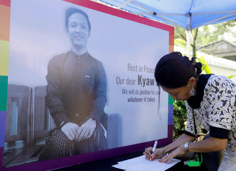 Woman Signs Front Poster Portrait Kyaw Editorial Stock Photo - Stock ...
