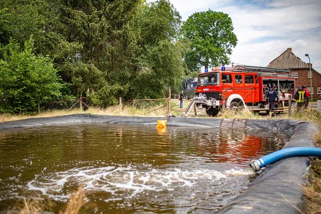 Fire Pond During Firefighting Operation Near Editorial Stock Photo ...