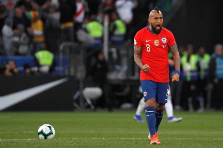 Chilean Player Arturo Vidal Celebrates After Editorial Stock Photo ...
