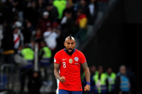 Chilean Player Arturo Vidal Celebrates After Editorial Stock Photo ...