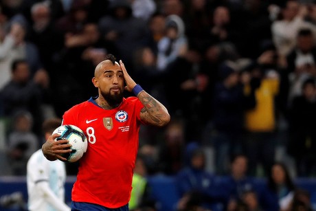 Chilean Player Arturo Vidal Celebrates After Editorial Stock Photo ...