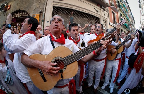 Musicians Play During San Fermin Procession Editorial Stock Photo ...