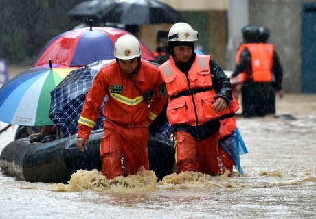 Firefighters Rescue Residents Trapped Flood Caused Editorial Stock ...