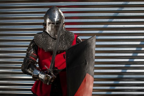 Fighter Prepares His Armor Shield Prior Editorial Stock Photo - Stock ...