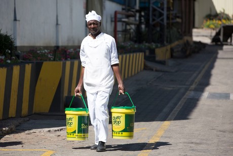 Worker Carries Buckets Cooking Oil Surface Editorial Stock Photo ...