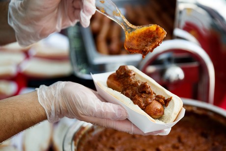 Vendor Prepares Hot Dog During Annual Editorial Stock Photo - Stock ...