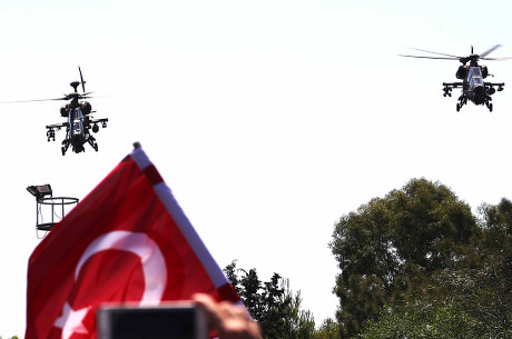 Turkeys Helicopter Fly Over Military Parade Editorial Stock Photo ...