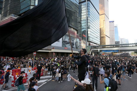 Protesters Wave Black Flag Thet Occupy Editorial Stock Photo - Stock ...