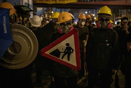 Protesters Ready Face Riot Police Improvised Editorial Stock Photo ...
