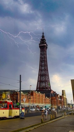 Lightning Hitting Blackpool Tower Editorial Stock Photo - Stock Image ...