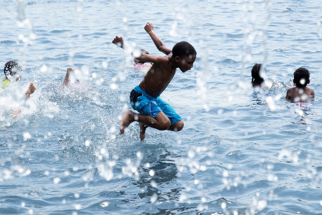 Kids Cool Off Water Yards Park Editorial Stock Photo - Stock Image ...