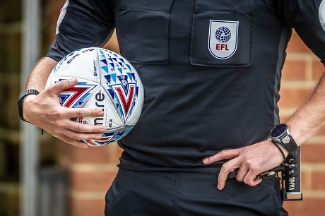 Referee Geoff Eltringham Holding Match Ball Editorial Stock Photo ...