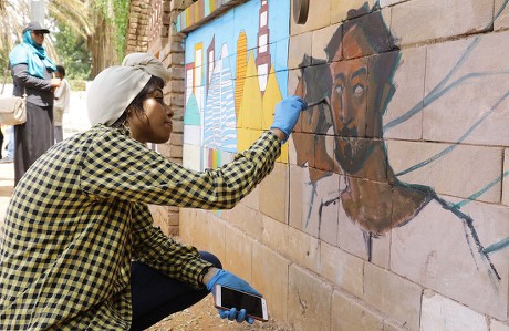 Young Sudanese Woman Paints Graffiti On Editorial Stock Photo - Stock ...