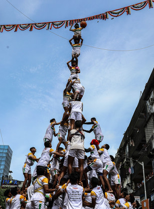 Indian Devotees Form Human Pyramid Attempt Editorial Stock Photo ...