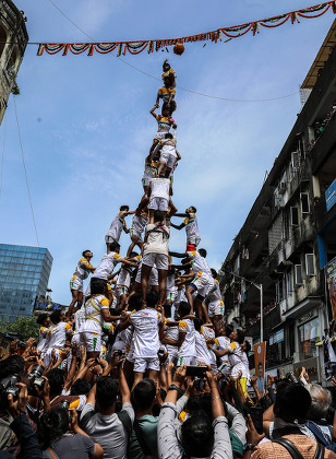 Indian Devotees Form Human Pyramid Attempt Editorial Stock Photo ...