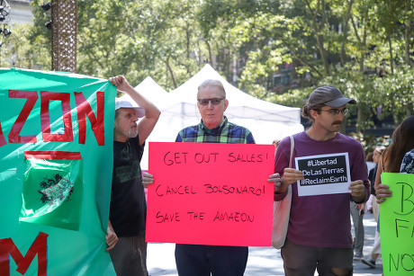 Amazon forest fires protest, New York, USA - 24 Aug 2019 Stock Pictures ...