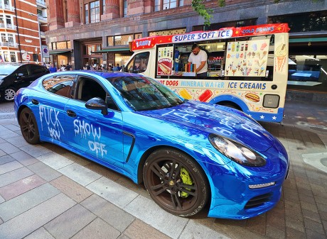 Bright Blue Porsche Supercar Parked Outside Editorial Stock Photo ...