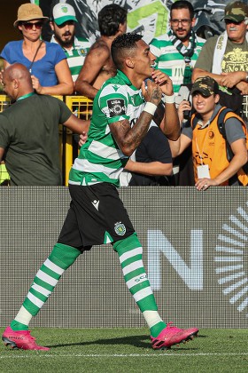 Sportings Player Raphinha Celebrates After Scoring Editorial Stock ...