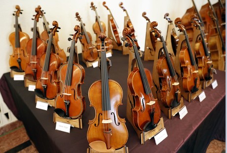 Handcrafted Violins Seen Musical Instruments Exhibition Editorial Stock ...