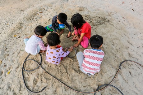 Children Play Sand During Outdoor Play Editorial Stock Photo - Stock ...