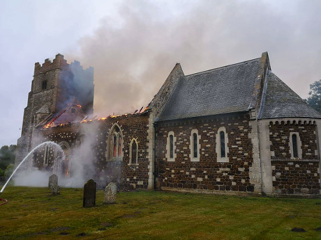Medieval church gutted by fire, Wimbotsham, Norfolk, UK - 04 Sep 2019 ...