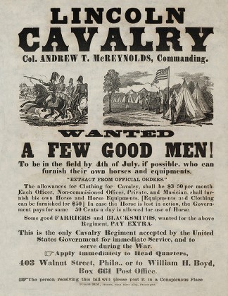 Us Civil War Recruiting Poster Lincoln Editorial Stock Photo - Stock ...