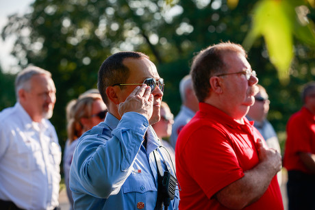 Firefighters Salute During 911 Remembrance Event Editorial Stock Photo ...