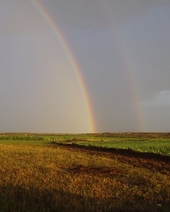 Rainbow Appears During Rain Sky Over Editorial Stock Photo - Stock ...