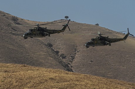 Mi24 Helicopters Fly Position During Center2019 Editorial Stock Photo ...