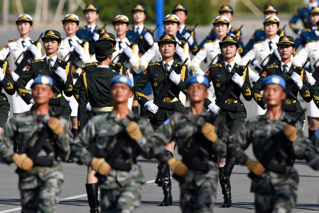 Chinese Soldiers Practice Marching Formation Ahead Editorial Stock ...