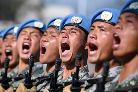 Chinese Soldiers Practice Marching Formation Ahead Editorial Stock ...