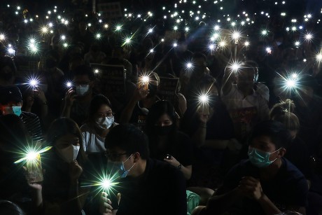 Protesters Flashing Their Smartphone Lights During Editorial Stock ...