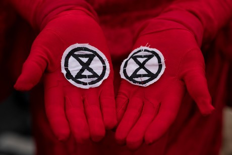 Close Hands Member Extinction Rebellion Red Editorial Stock Photo ...