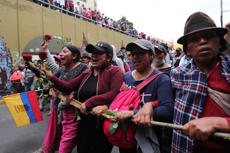 Policemen Face Protesters During Demonstration Quito Editorial Stock ...