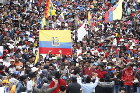 Protesters Face Police During Demonstration Quito Editorial Stock Photo ...