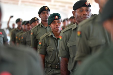 Fijian Soldiers Look On During Visit Editorial Stock Photo - Stock ...