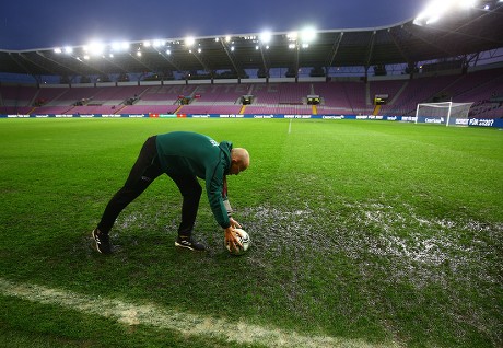 Referee Conducts Pitch Inspection Before Kick Editorial Stock Photo ...