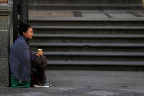 Homeless Stands Street Downtown Madrid Spain Editorial Stock Photo ...
