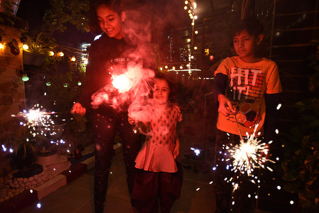 Children Celebrate Green Crakers Sector 62 Editorial Stock Photo ...