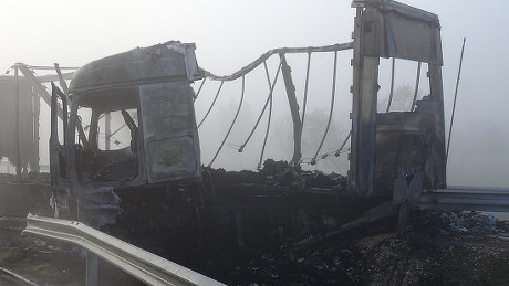 Burnt Out Lorry Pictured Scene Mass Editorial Stock Photo - Stock Image ...